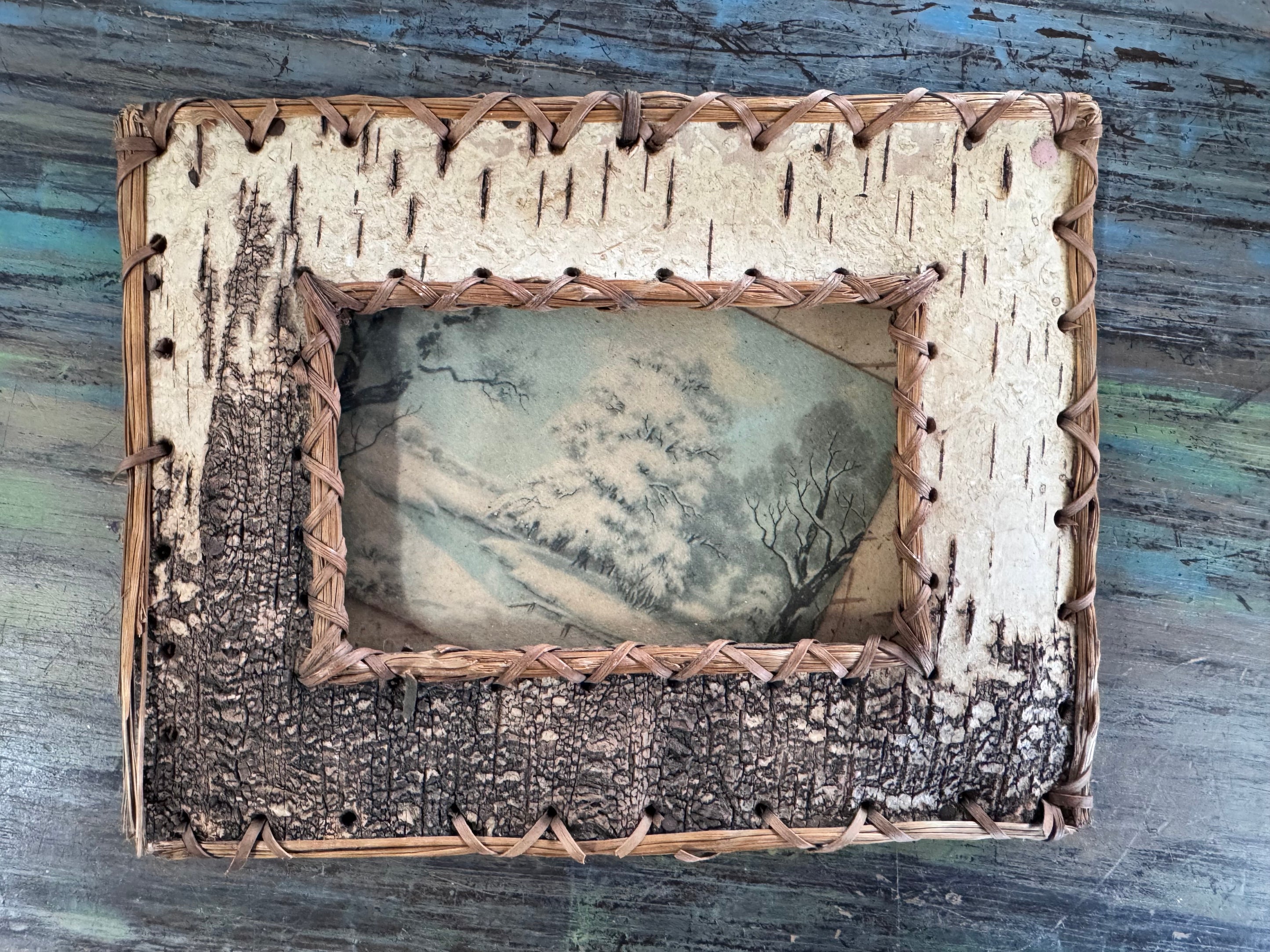 Handcrafted Native American Birch and Pine Needle Frame – Two Girls ...